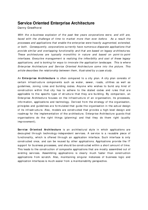 (PDF) Service Oriented Enterprise Architecture