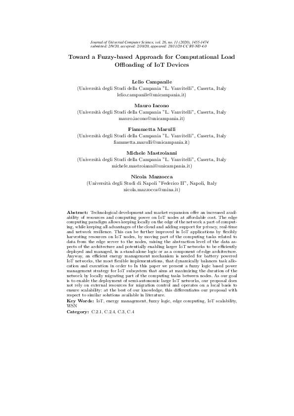 (PDF) Toward a Fuzzy-based Approach for Computational Load Offloading of IoT Devices