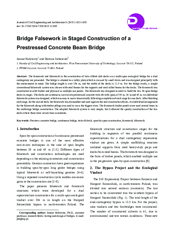 (PDF) Bridge Falsework in Staged Construction of a Prestressed Concrete ...