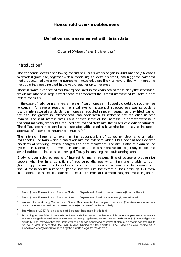 (PDF) Household Over-Indebtedness: Definition and Measurement with ...