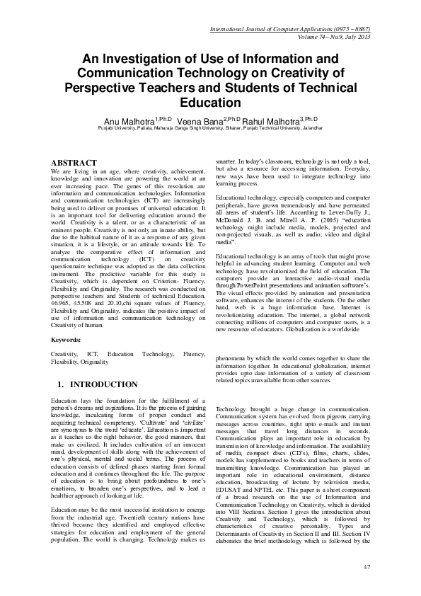 (PDF) An Investigation of Use of Information and Communication ...