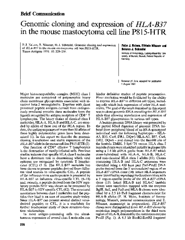 (PDF) Genomic cloning and expression of HLA-B37 in the mouse ...
