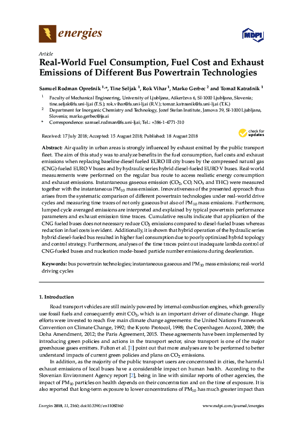(PDF) Real-World Fuel Consumption, Fuel Cost and Exhaust Emissions of ...