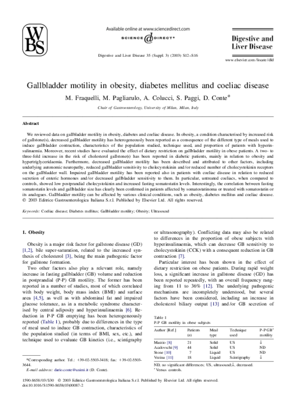 (PDF) Gallbladder motility in obesity, diabetes mellitus and coeliac ...
