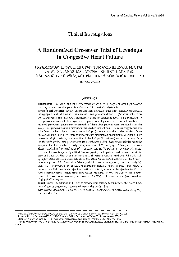 (PDF) A randomized crossover trial of levodopa in congestive heart failure