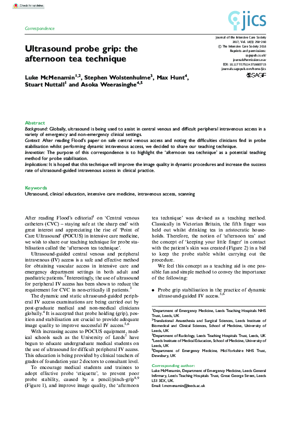 (PDF) Ultrasound probe grip: the afternoon tea technique