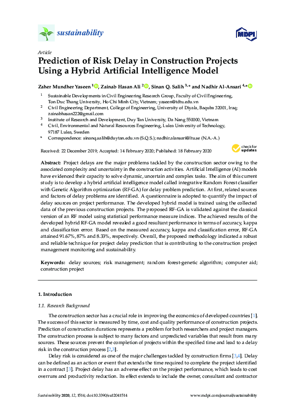 (PDF) Prediction of Risk Delay in Construction Projects Using a Hybrid ...