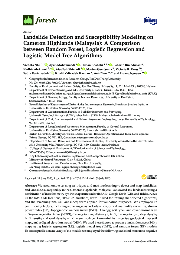 (PDF) Landslide Detection and Susceptibility Modeling on Cameron Highlands (Malaysia): A ...