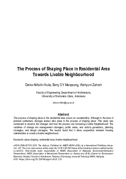 (PDF) The Process of Shaping Place in Residential Area Towards Livable ...
