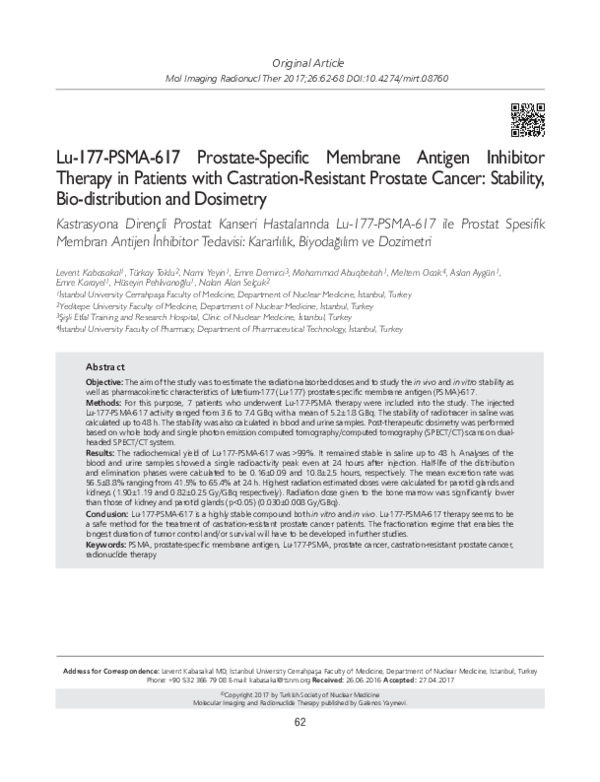(PDF) Lu-177-PSMA-617 Prostate-Specific Membrane Antigen Inhibitor ...