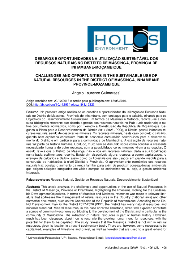 (PDF) Desafios e oportunidades na utilização sustentável dos recursos ...