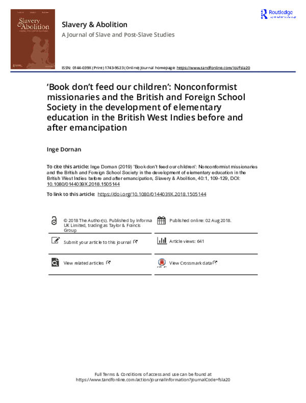 (PDF) ‘Book don’t feed our children’: Nonconformist missionaries and ...