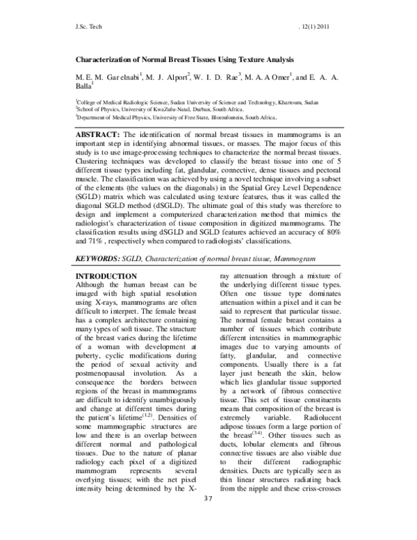 (PDF) Characterization of Normal Breast Tissues Using Texture Analysis