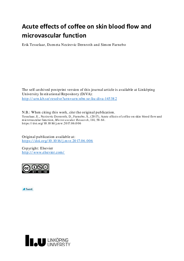 (PDF) Acute effects of coffee on skin blood flow and microvascular function