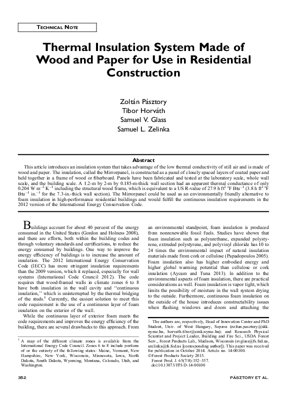 (PDF) A thermal insulation system made of wood and paper for use in ...