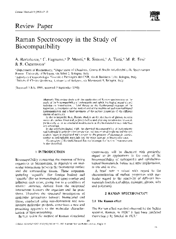 (PDF) Raman spectroscopy in the study of biocompatibility | Anna Tinti ...