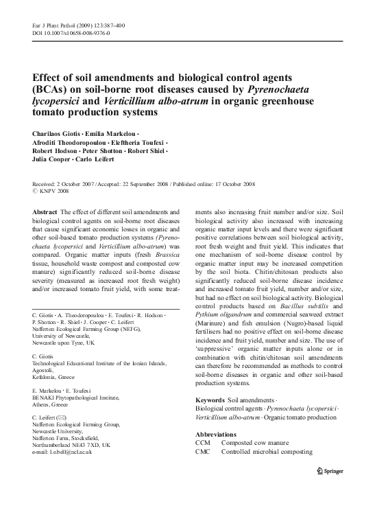 (PDF) Cutting the Gordian knot: taking a stab at corky root rot of tomato | Sophia Ekengren ...