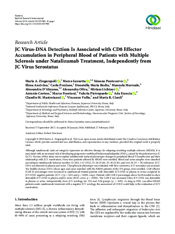 (PDF) JC Virus-DNA Detection Is Associated with CD8 Effector ...
