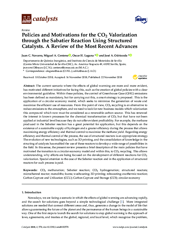 Pdf Policies And Motivations For The Co2 Valorization Through The
