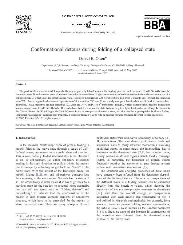 (PDF) Conformational detours during folding of a collapsed state