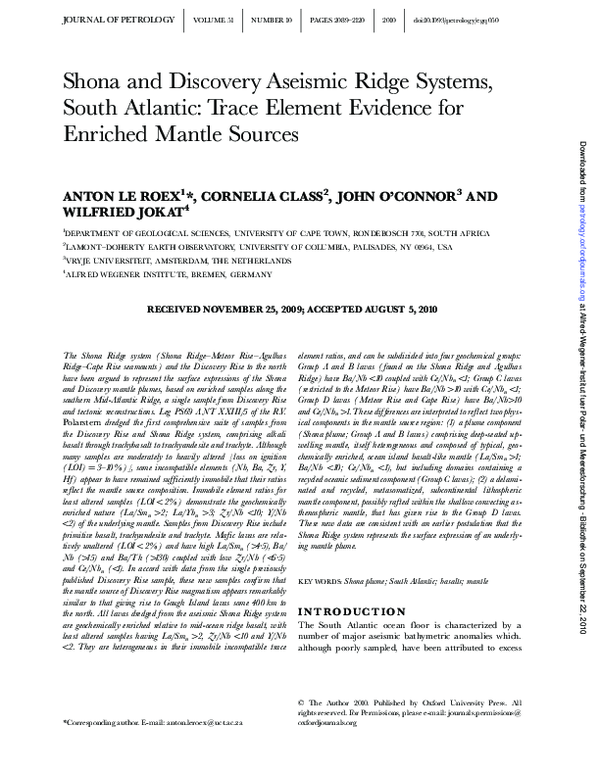 (PDF) Shona and Discovery Aseismic Ridge Systems, South Atlantic: Trace ...