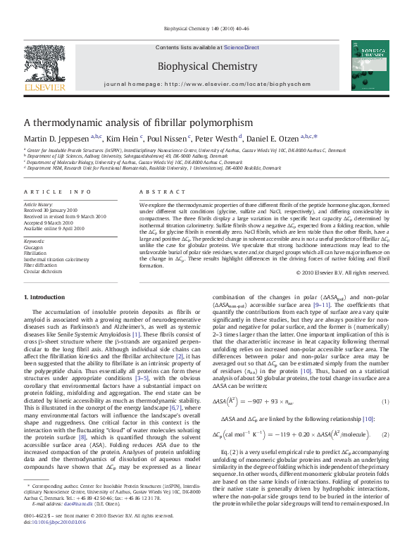 (PDF) A thermodynamic analysis of fibrillar polymorphism