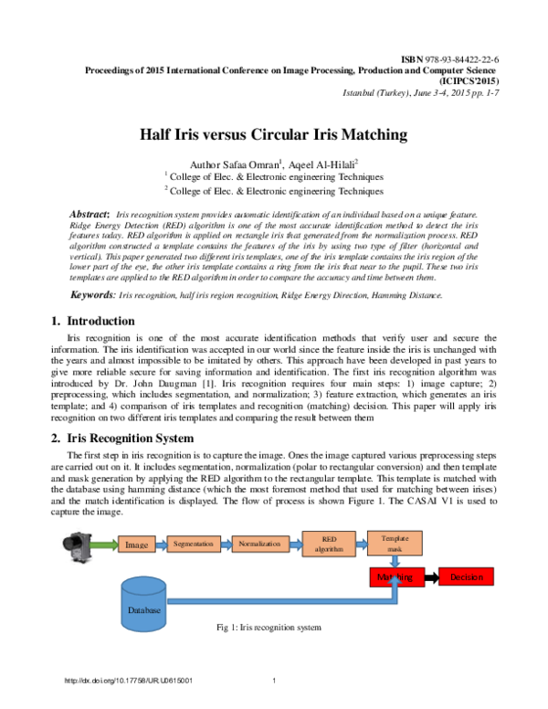 (PDF) Half Iris versus Circular Iris Matching