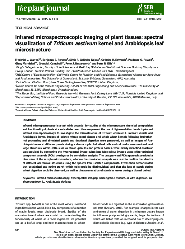 (PDF) Infrared microspectroscopic imaging of plant tissues: spectral ...