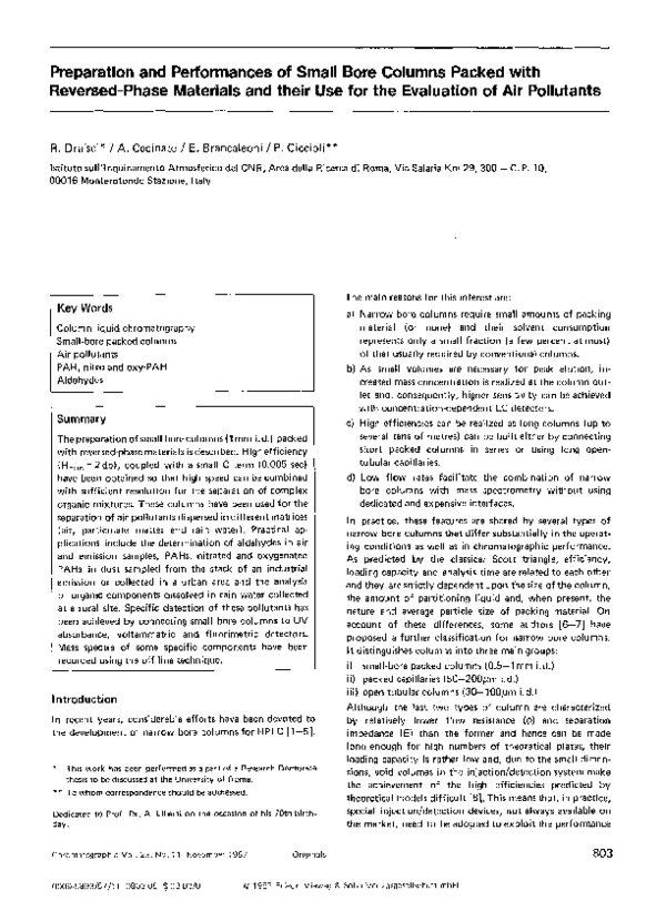 (PDF) Preparation and performances of small bore columns packed with ...
