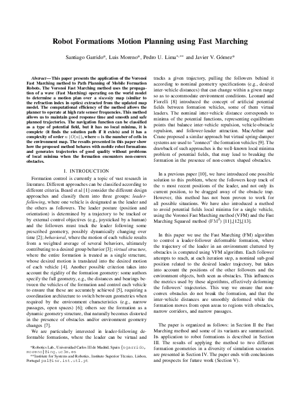(PDF) Robot Formations Motion Planning using Fast Marching