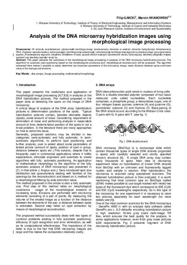 Pdf Analysis Of The Dna Microarray Hybridization Images Using Morphological Image Processing