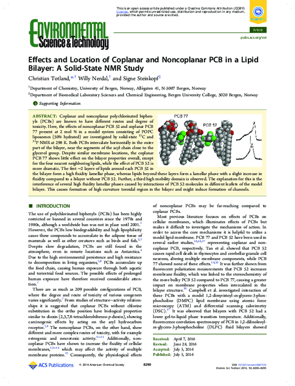 (PDF) Effects and Location of Coplanar and Noncoplanar PCB in a Lipid ...