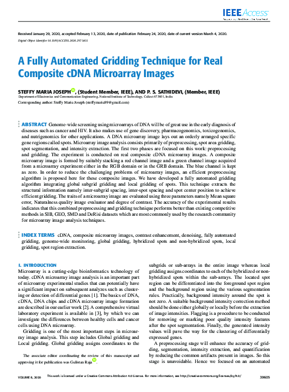(PDF) A Fully Automated Gridding Technique for Real Composite cDNA Microarray Images