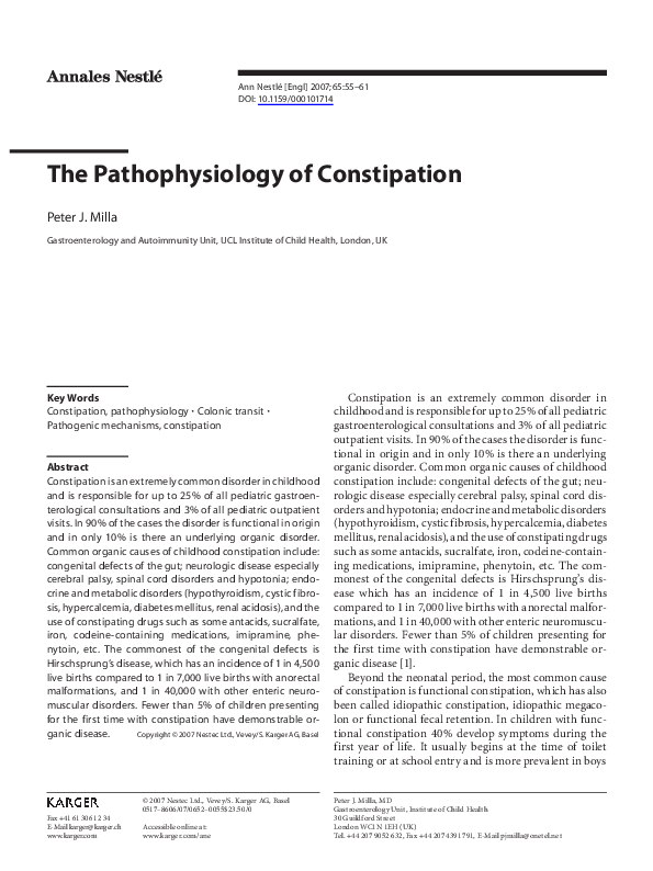 (PDF) The Pathophysiology of Constipation