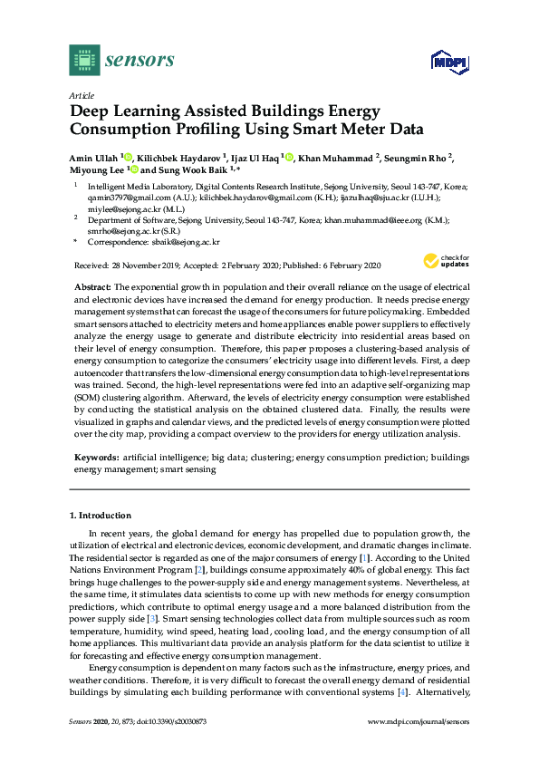 (PDF) Deep Learning Assisted Buildings Energy Consumption Profiling Using Smart Meter Data