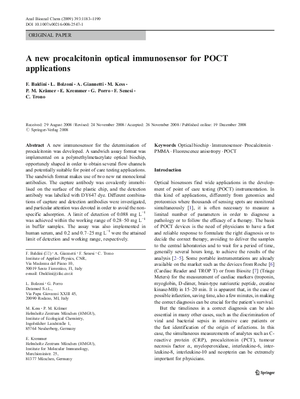 (PDF) A new procalcitonin optical immunosensor for POCT applications