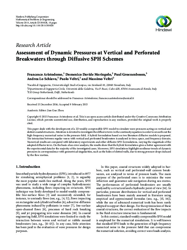 (PDF) Assessment of Dynamic Pressures at Vertical and Perforated Breakwaters through Diffusive ...