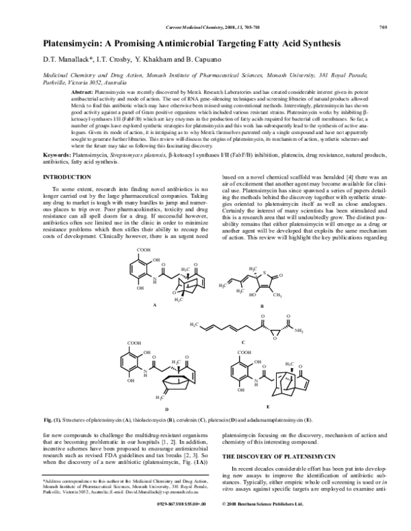 (PDF) Platensimycin: A Promising Antimicrobial Targeting Fatty Acid ...