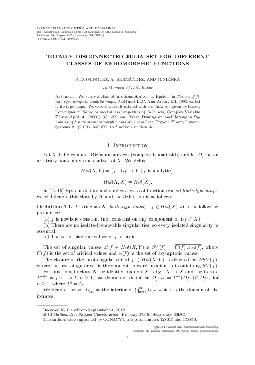 (PDF) Totally disconnected Julia set for different classes of ...