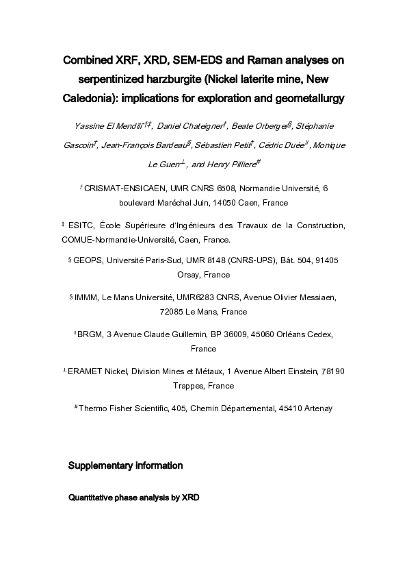 (PDF) Combined XRF, XRD, SEM-EDS and Raman analyses on serpentinized ...