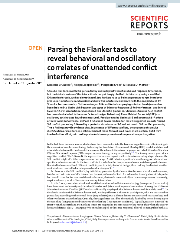 (PDF) Parsing the Flanker task to reveal behavioral and oscillatory ...