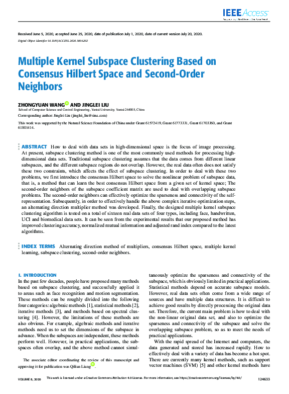 (PDF) Multiple Kernel Subspace Clustering Based on Consensus Hilbert Space and Second-Order ...