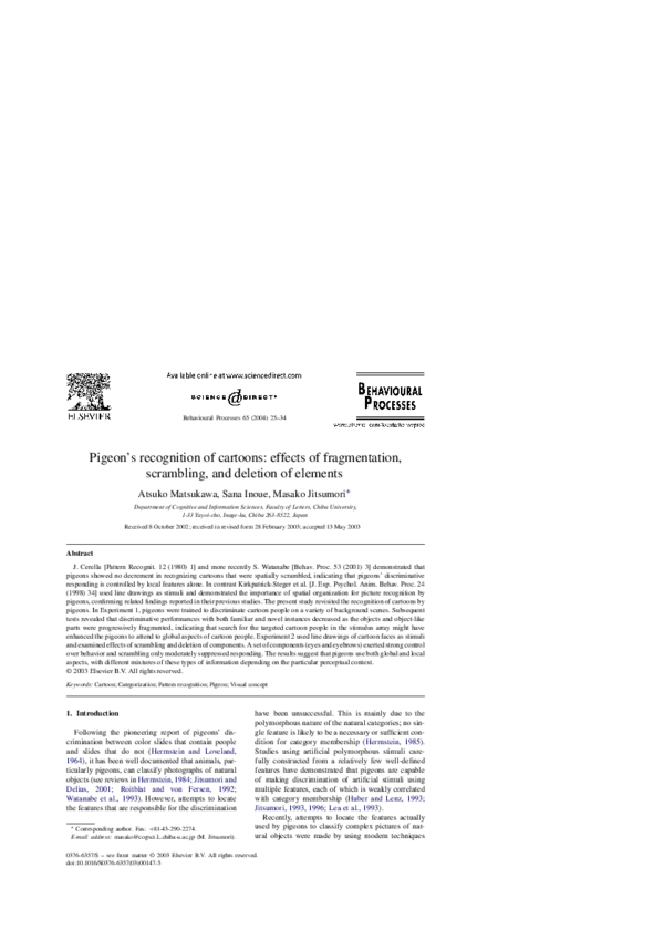 (PDF) Pigeon’s recognition of cartoons: effects of fragmentation ...