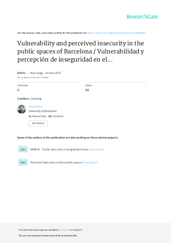 (PDF) Vulnerability and perceived insecurity in the public spaces of ...