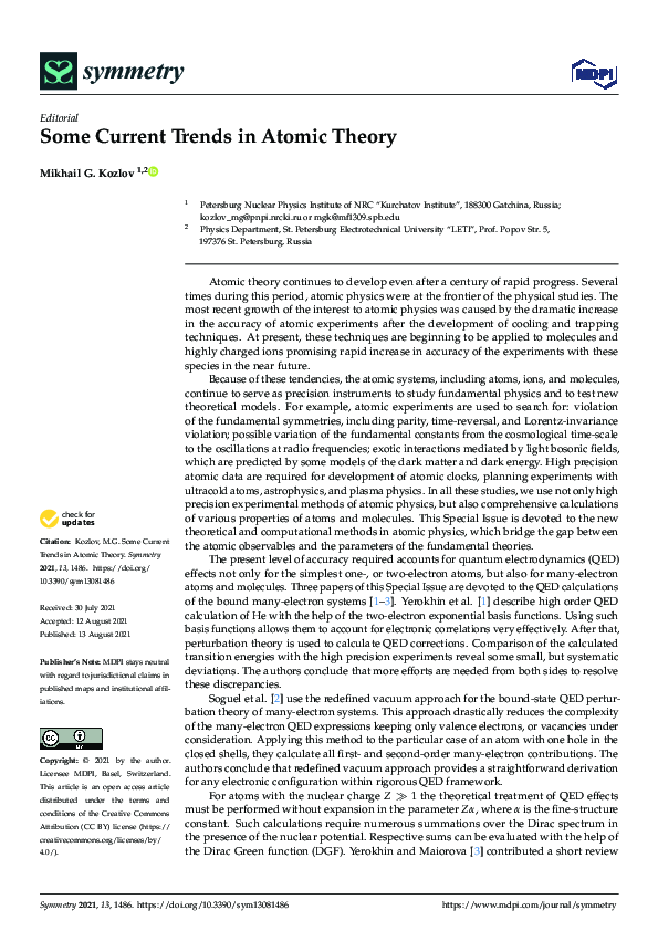 (PDF) Some Current Trends in Atomic Theory