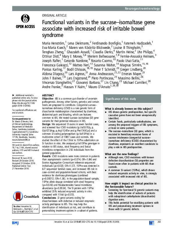 (PDF) Functional variants in the sucrase-isomaltase gene associate with ...
