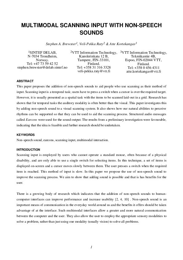 (PDF) Multimodal Scanning Input With Non-Speech Sounds