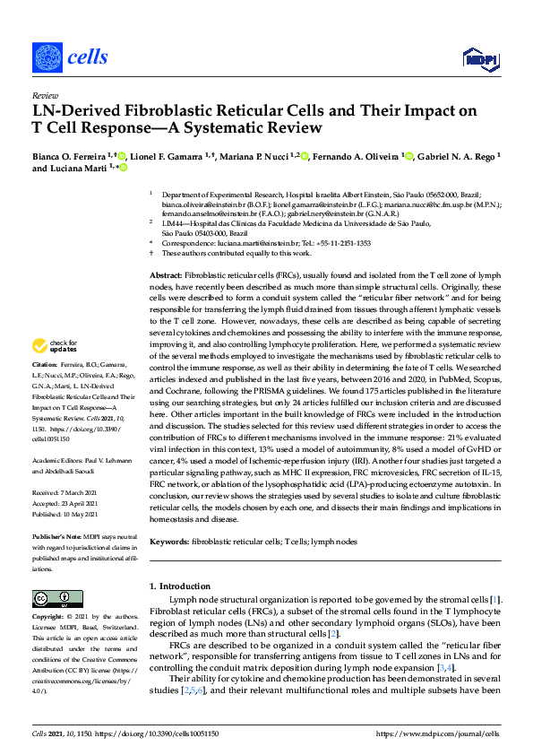 (PDF) LN-Derived Fibroblastic Reticular Cells and Their Impact on T Cell Response—A Systematic ...