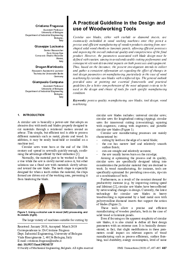 (PDF) A practical guideline in the design and use of woodworking tools