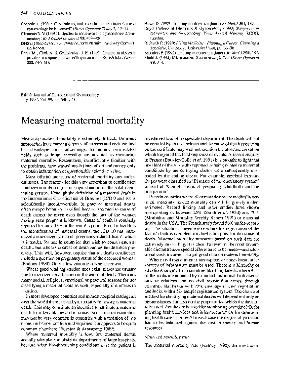 (PDF) Measuring maternal mortality